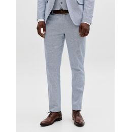 Jack & Jones Stoffhose JACK & JONES "JPRMARTIN SUMMER TRS LINEN BLEND NO06 SN", Herren, Gr. 48, N-Gr, faded denim fit:slim fit, Web, Obermaterial: 70% Baumwolle, 30% Leinen, unifarben, slim fit lang, Hosen Stoffhose, Baumwollmischung