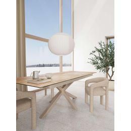 Esstisch ACTONA GROUP "Heaven, Rechteckig Tischplatte aus rauer Keramik, Kreuzfu&szlig;, ausziehbar", braun (grau, wildeiche), B:240cm H:76cm T:100cm, Tische, Esstisch, Kratzfest, wasserabweisend, Sitzplatz f&uuml;r 4-8 Personen, B: 168/210 cm