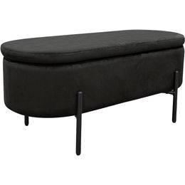 Sitzbank ByLiving "NOVA", schwarz (schwarz, schwarz), B:95cm H:42cm T:38cm, Stahl, Stoff, Sitzb&auml;nke, Sitzbank, Samt, mit Stauraum/Truhe, Innenma&szlig; Truhe 26,5 x 83cm, H&ouml;he: 19 cm