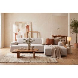 Ecksofa Home Affaire "Linkka, Breite 301 cm", beige (natural), B:301cm H:75cm T:163cm, 90% PES, 10% Nylon, Sofas, Ecksofa, L-Form, in einem weichen Chenille-Stoff, mit Wellenunterfederung