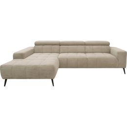 Ecksofa DOMO collection "Trento L-Form, mit Kufenfu&szlig; oder Einzelfu&szlig;", grau (taupe), B:287cm H:79cm T:175cm, 100% Polyester, Sofas, Ecksofa, whlw. verstellbare Kopfteile, passend f&uuml;r g&auml;ngige Saugroboter