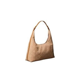 Schultertasche Calvin Klein "EMBLEM JACQUARD SHOULDER BAG", Damen, Gr. B/H/T: 37cm x 21cm x 11cm, beige, Textil, Taschen Schultertasche, Damen Handtasche, Umh&auml;ngetasche, Schultertasche