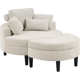 Loveseat "Ravi Sessel, B: 114 cm, Sitzh&ouml;he: 42 cm", creme, wei&szlig;, B:114cm H:83cm T:154cm, 100% PES, ATLANTIC HOME COLLECTION, Sessel, XXL- Sessel, mit Stauraumhocker, R&uuml;ckenst&uuml;tze & 4 Zierkissen, Topseller