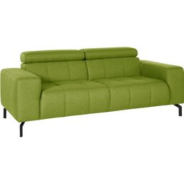2-Sitzer DOMO collection "Cunelli, moderne Sitzn&auml;hte als Designelement, fester Sitzkomfort", gr&uuml;n (lime), B:208cm H:79cm T:104cm, Sofas, whlw. verstellbare Kopfteile, passend f&uuml;r g&auml;ngige Saugroboter