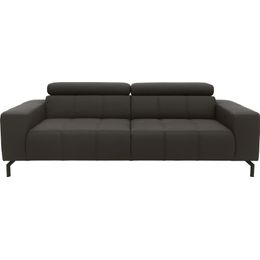 2,5-Sitzer DOMO collection "Cunelli, moderne Sitzn&auml;hte als Designelement, fester Sitzkomfort", braun (dunkelbraun), B:238cm H:79cm T:104cm, Lederlook;100% Polyurethan, Sofas, whlw. verstellbare Kopfteile, passend f&uuml;r g&auml;ngige Saugroboter