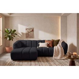 Ecksofa OTTO HOME "Gerron, Struktur-Chenille-Stoff mit M&eacute;lange-Effekt", anthrazit, B:271cm H:76cm T:180cm, 95%Polyester 5%Polyamide, Sofas, Ecksofa, Breite 271 cm, L-Form, vertikale Steppung, organische Rundungen