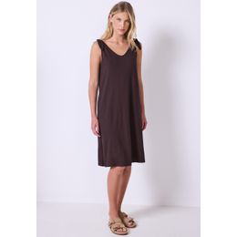 Jerseykleid STREET ONE STUDIO, Damen, Gr. 46, EURO-Gr&ouml;&szlig;en, rot (fudge rot), Jersey, 95% Viskose, 5% Elasthan, unifarben, normal knielang, V-Ausschnitt, abgesteppt, Kleider Jerseykleid, aus Viskose