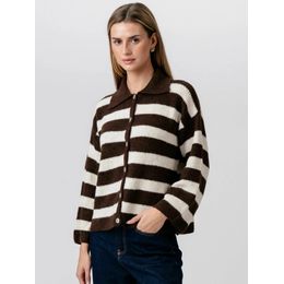 Strickpullover TEESHOPPEN "TEESHOPPEN Sweater Josie", Damen, Gr. one-size, braun, sanftes wei&szlig;, Obermaterial: 60% Polyacryl, 14% Polyamid, 10% Polyester, 8% Wolle, 8% Viskose, Pullover Strickpullover