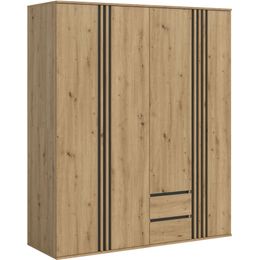 Schrank-Set Home Affaire "ALVA, in den Breiten 160 & 240 cm, Paneeloptik, Schlafzimmerschrank", braun (artisan eiche nachbildung, anthrazit), B:160cm H:192cm T:56cm, Kastenm&ouml;bel-Sets, Kleiderschrank Kombination, bestehend aus: 2 Schr&auml;nken &aacute; 80 cm Breite