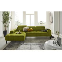 Ecksofa DOMO collection "Cunelli tolle Sitzn&auml;hte als Designelement, fester Sitzkomfort, L-Form", gr&uuml;n (lime), B:292cm H:79cm T:175cm, Sofas, Ecksofa, whlw. verstellbare Kopfteile, passend f&uuml;r g&auml;ngige Saugroboter