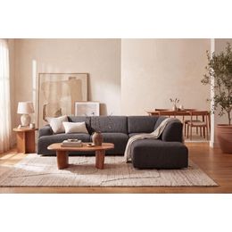 Ecksofa Home Affaire "Linkka, Breite 282 cm", schwarz (onyx), B:282cm H:75cm T:223cm, 90% PES, 10% Nylon, Sofas, Ecksofa, L-Form, in einem weichen Chenille-Stoff, mit Wellenunterfederung