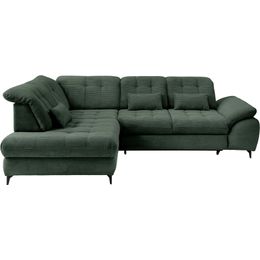 Ecksofa Home Affaire "Lazio modern und bequem, schmale Armlehnen, tolle Detailverarbeitung", silber, zierkissen silber, B:255cm H:94cm T:216cm, 93% Polyester, 7% Polyamid, Sofas, Ecksofa, zwei verschiedene Fu&szlig;farben w&auml;hlbar