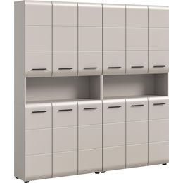 Badezimmer-Set Welltime, kaschmir, B:180cm H:185cm T:30cm, Holzwerkstoff, MDF, Kastenm&ouml;bel-Sets, Florenz, Badkombination 2-tlg. Kaschmir, Mehrzweckschr&auml;nke