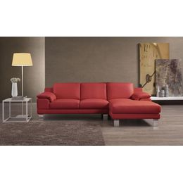 Ecksofa Egoitaliano "Shakira, Design & Sitzkomfort auf hohem Niveau, Breite 236cm, L-Form", rot (kirschrot), B:236cm H:84cm T:152cm, Leder &raquo;BULL&laquo; (echtes Rindsleder). Geschliffenes, pigmentiertes und behandeltes Rindsleder mit einer Dicke von 1, 3-1, 5 mm. Dieses Leder zeigt eine ziemlich weiche Hand mit einem halb undurchsichtigen Aussehen. Es handelt sich um ein gesch&uuml;tztes Leder. Eine leichte D