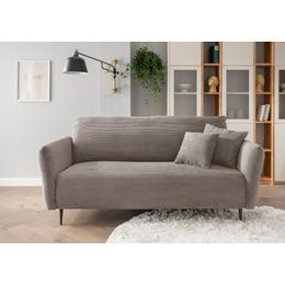 Ecksofa Home Affaire "Lazio modern und bequem, schmale Armlehnen, tolle Detailverarbeitung", braun (silber, zierkissen silber), B:255cm H:94cm T:102cm, 93% Polyester, 7% Polyamid, Sofas, Ecksofa, zwei verschiedene Fu&szlig;farben w&auml;hlbar
