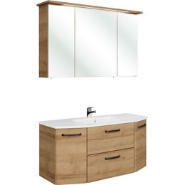 Badm&ouml;bel-Set SAPHIR "Quickset 318, mit T&uuml;rd&auml;mpfer", riviera eiche quer nachbildung, B:112cm H:200cm T:49cm, Holzwerkstoff, Kastenm&ouml;bel-Sets, Badm&ouml;bel-Set, Badezimmer-Set mit Keramikwaschtisch und Spiegelschrank