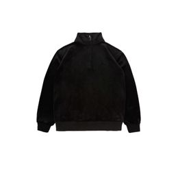 Sweatshirt Juicy Couture "PETE VELOUR HALF ZIP PULLOVER. Damen", Damen, Gr. S, schwarz, Samt, 95% Polyester, 5% Elasthan, normal, Rundhals, Sweatshirts Sweatshirt, Sweatshirt Damen, Pullover, Sweater, Velour, mit Strasssteinen, Sale
