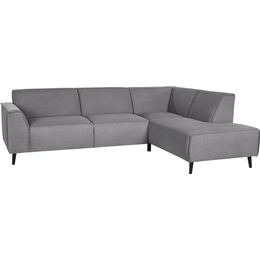 Ecksofa DOMO collection "Amora, bequem und zeitlos, L-Form", grau (hellgrau), B:263cm H:81cm T:191cm, Sofas, Ecksofa, mit Federkern, Fu&szlig;h&ouml;he passend f&uuml;r g&auml;ngige Saugroboter