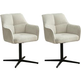 Esszimmerstuhl ByLiving "MEXICO", beige, schwarz, B:65cm H:87cm T:67cm, Metall, Stoff, St&uuml;hle, Esszimmerstuhl, 360 drehbar, Taschenfederkern, Doppelte Aufpolsterung im R&uuml;cken