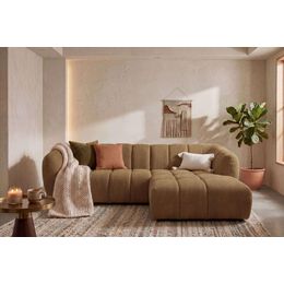 Ecksofa OTTO HOME "Gerron, Struktur-Chenille-Stoff mit M&eacute;lange-Effekt", braun, B:271cm H:76cm T:180cm, 95%Polyester 5%Polyamide, Sofas, Ecksofa, Breite 271 cm, L-Form, vertikale Steppung, organische Rundungen