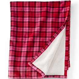LANDS' END Gef&uuml;tterte Fleece-Decke, Herren,  Rot, Polyester, by Lands' End