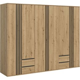 Schrank-Set Home Affaire "ALVA, in den Breiten 160 & 240 cm, Paneeloptik, Schlafzimmerschrank", braun (artisan eiche nachbildung, anthrazit), B:240cm H:192cm T:56cm, Kastenm&ouml;bel-Sets, Kleiderschrank Kombination, bestehend aus: 3 Schr&auml;nken &aacute; 80 cm Breite