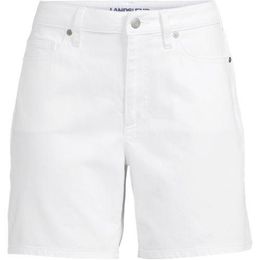 LANDS' END Soft Denim Mid Waist Jeansshorts 18 cm, Damen,  Wei&szlig;, Baumwoll-Mischung, by Lands' End