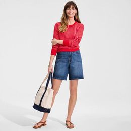 LANDS' END Soft Denim Mid Waist Jeansshorts 18 cm, Damen,  Blau, Baumwoll-Mischung, by Lands' End