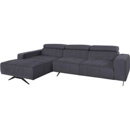 Ecksofa DOMO collection "Trento L-Form, mit Kufenfu&szlig; oder Einzelfu&szlig;", grau (dunkelgrau), B:287cm H:79cm T:175cm, 92% Polyester, 8% Nylon, Sofas, Ecksofa, whlw. verstellbare Kopfteile, passend f&uuml;r g&auml;ngige Saugroboter