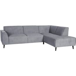 Ecksofa DOMO collection "Amora, bequem und zeitlos, L-Form", grau, B:263cm H:81cm T:191cm, Sofas, Ecksofa, mit Federkern, Fu&szlig;h&ouml;he passend f&uuml;r g&auml;ngige Saugroboter