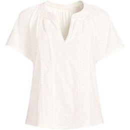 LANDS' END Flammgarn-Shirt mit Tunika-Ausschnitt, Damen,  Wei&szlig;, Baumwolle, by Lands' End