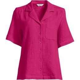 LANDS' END Kurz&auml;rmelige Musselin-Bluse, Damen,  Pink, Baumwolle, by Lands' End