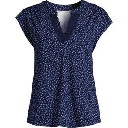 LANDS' END Baumwolle/Modal-Shirt mit Lochstickerei, Damen,  Blau, Elasthan/Baumwoll-Mischung/Baumwolle Modal, by Lands' End