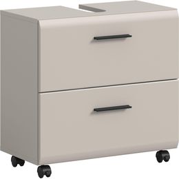 Waschbeckenunterschrank Welltime "FLORENZ, Waschbeckenunterschrank mit Rollen, hochwertige MDF-Front", kaschmir nachbildung, B:60cm H:58cm T:30cm, FSC-zertifizierter Holzwerkstoff, Schr&auml;nke, Waschbeckenunterschrank, Waschbeckenunterschrank, WBU, Unterschrank, Bad, Badezimmer