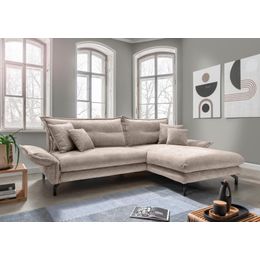 Ecksofa Home Affaire "Lazio modern und bequem, schmale Armlehnen, tolle Detailverarbeitung", beige, B:255cm H:94cm T:180cm, Sofas, Ecksofa, Armlehnen verstellbar