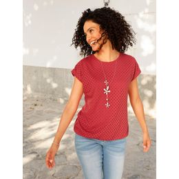 Rundhalsshirt Inspirationen "Shirt", Damen, Gr. 38, erdbeere, 98% Polyester, 2% Elasthan, unifarben, Rundhals, Shirts Rundhalsshirt