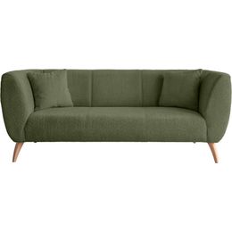 Ecksofa Home Affaire "Lazio modern und bequem, schmale Armlehnen, tolle Detailverarbeitung", gr&uuml;n, B:208cm H:83cm T:88cm, 100% Polyester, Sofas, Ecksofa, zwei verschiedene Fu&szlig;farben w&auml;hlbar