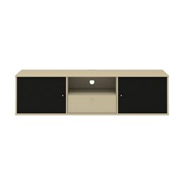 TV-Board HAMMEL FURNITURE "Mistral Fernsehschrank, Medienm&ouml;bel, H&auml;ngend", beige, B:161,5cm H:41,6cm T:45cm, Holzwerkstoff, MDF, Massivholz, Stoff, Sideboards, TV-Board, T&uuml;ren mit Akustikstoff, Schublade, Lowboard, B: 161,5 cm