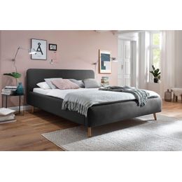 Meise M&ouml;bel Polsterbett MEISE.M&Ouml;BEL "Mattis", grau (anthrazit), B:161cm H:105cm L:218cm, Bezug Bett: Strukturstoff (100% Polyester), Betten, Polsterbett, Topseller, wahlweise mit Bettkasten