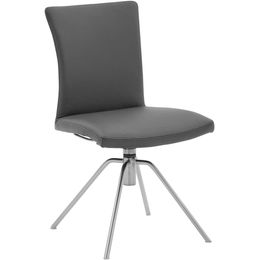 Polsterstuhl Musterring "Helmond 6700", silber, anthrazit, B:52cm H:91cm T:58cm, Leder, St&uuml;hle, Polsterstuhl, Drehgestell in Edelstahl inkl. R&uuml;ckholfunktion, ohne Armlehne