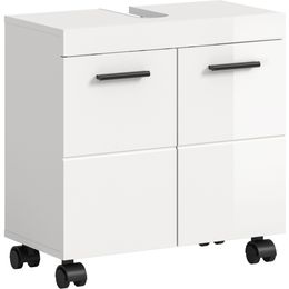 Waschbeckenunterschrank Welltime "AVON, Breite 60 cm, 2 T&uuml;ren, 1 Einlegboden, 2 F&auml;cher", wei&szlig;, wei&szlig; hochglanz, B:60cm H:58cm T:30cm, FSC-zertifizierter Holzwerkstoff, Schr&auml;nke, Waschbeckenunterschrank, Badm&ouml;bel, Badschrank, Unterschrank, Waschtisch, Kommode, Bad