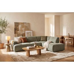 Ecksofa Home Affaire "Linkka, Breite 282 cm", gr&uuml;n, B:282cm H:75cm T:223cm, 90% PES, 10% Nylon, Sofas, Ecksofa, L-Form, in einem weichen Chenille-Stoff, mit Wellenunterfederung