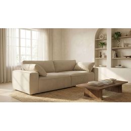 3-Sitzer OTTO HOME "Mittell, Chenille", beige (latte), B:246cm H:78cm T:111cm, 100% PES, Sofas, Breite 245 cm, bodentief, extra Kissen inkl., tiefe Sitzfl&auml;che