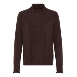 Strickfleece-Pullover oxmo "Strickpullover OXNera", Damen, Gr. S, braun (coffee bean), Obermaterial: 50% Viskose CV. 27% Nylon NY. 23% Polyester PES., Pullover