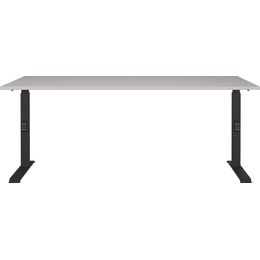 Schreibtisch Germania "Downey", beige (kaschmir, schwarz, schwarz, kaschmir), B:180cm H:91cm T:80cm, Tische, Schreibtisch, h&ouml;henverstellbar von 68-91 cm, verf&uuml;gbar in verschiedenen Breiten