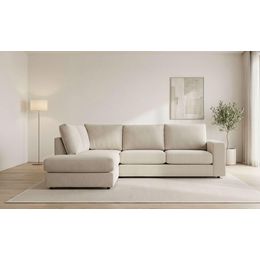 Ecksofa OTTO HOME "Nivette, weiches Chenille", latte, B:292cm H:93cm T:220cm, 100% polyester, Sofas, Ecksofa, Breite 292 cm, L-Form, bodentief, mit Wellenunterfederung