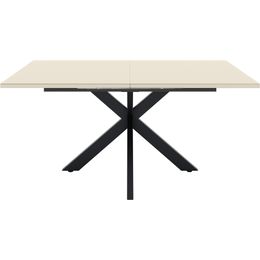 M&auml;usbacher Esstisch M&Auml;USBACHER "Vitrum", schwarz feinstruktur, glas kaschmir glanz, schwarz feinstruktur, glas kaschmir glanz, H:75cm, Tische, Esstisch, Esstisch ausziehbar auf 210 cm, eckige Tischform, Gestell Sternform