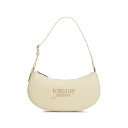 Schultertasche Tommy Jeans "TJW MUST SHOULDER BAG", Damen, Gr. B/H/T: 27cm x 15cm x 3cm, creme, Lederimitat, Taschen Schultertasche, Damen Handtasche, Tragetasche mit Logoschriftzug