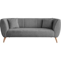 Ecksofa Home Affaire "Lazio modern und bequem, schmale Armlehnen, tolle Detailverarbeitung", grau, B:208cm H:83cm T:88cm, 100% Polyester, Sofas, Ecksofa, zwei verschiedene Fu&szlig;farben w&auml;hlbar