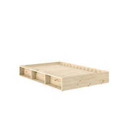 Stauraumbett Karup Design "Ziggy Bed, Stauraumbett, FSC-zertifiziertes Massivholz made in Europe", clear lacque, B:137cm H:29cm L:205cm, Betten, Stauraumbett, mit 3 Ablagen, inklusive Lattenrost, ohne Matratze, mehrere Farben